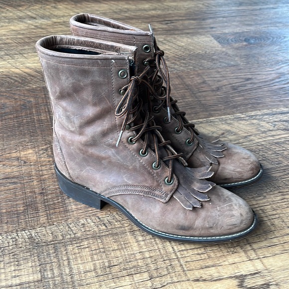 Laredo | Shoes | Vintage Laredo Roper Brown Leather Boots Sz 95 | Poshmark